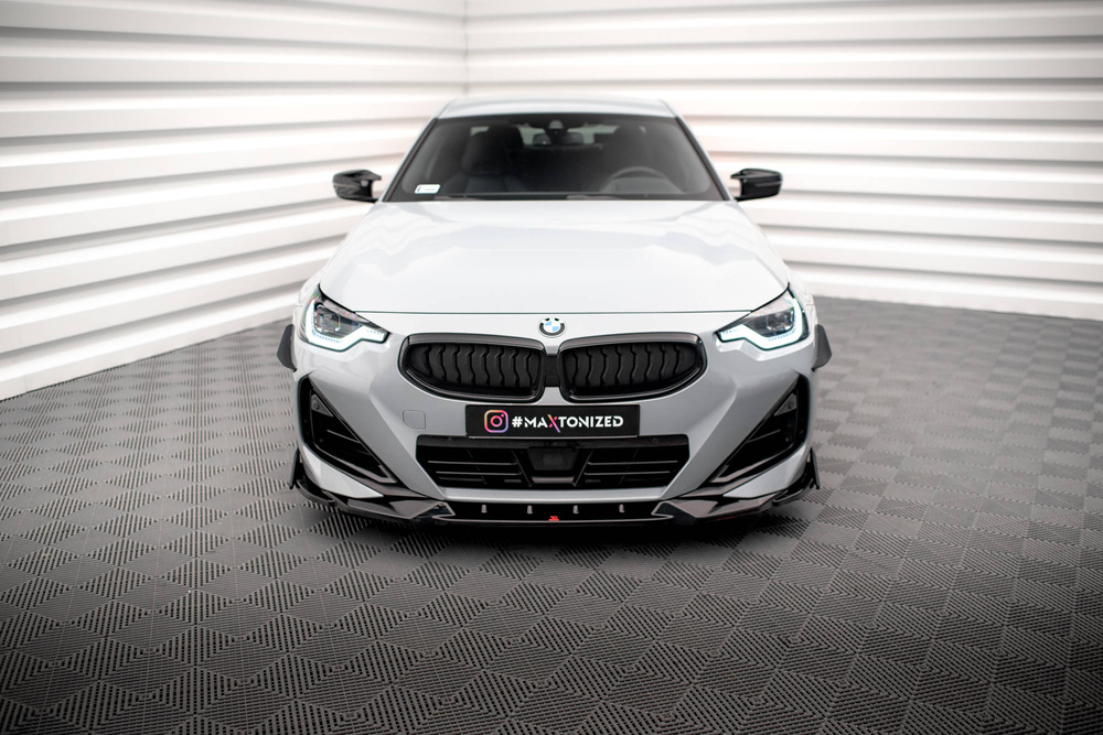 Front Splitter V.2 + Flaps BMW 2 Coupe M-Pack / M240i G42 Gloss Black ...